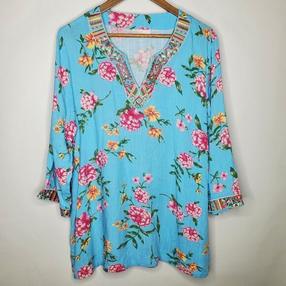 Belle by Kim Gravel | Tops | Belle Kim Gravel Womens Blue Floral ...